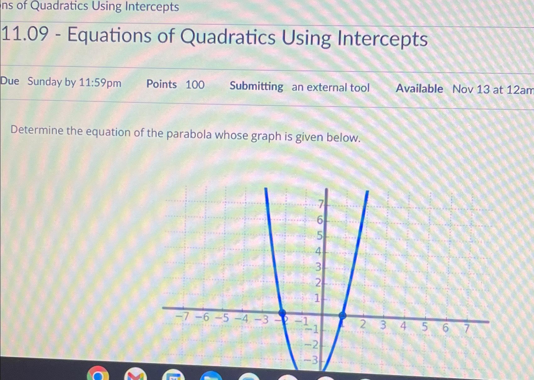 Solved of Quadratics Using Intercepts11.09 - ﻿Equations of | Chegg.com