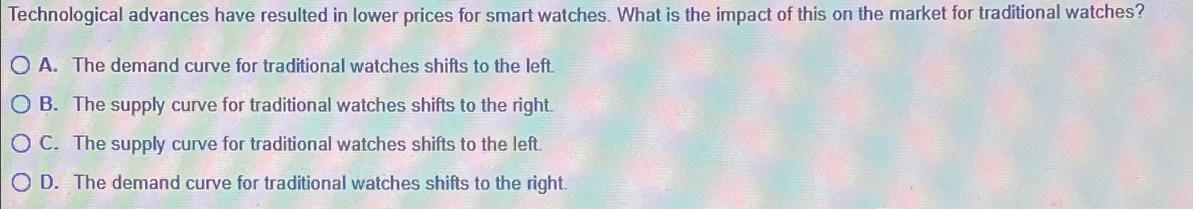 Solved Technological advances have resulted in lower prices | Chegg.com