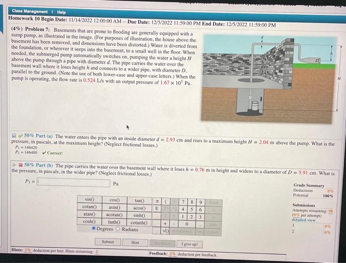 Solved (4\%) Problem 7: Basements that are prone to flooding | Chegg.com