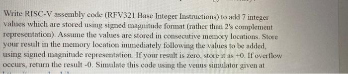 Solved Write RISC-V assembly code (RFV321 Base Integer | Chegg.com