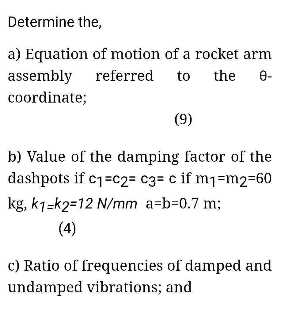 Solved A rectangular rocket arm machine of mass M=12 kg is | Chegg.com