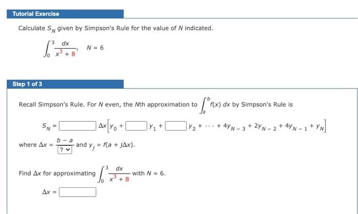 Solved Tutorial Exercise Calculate Sy given by Simpson's | Chegg.com