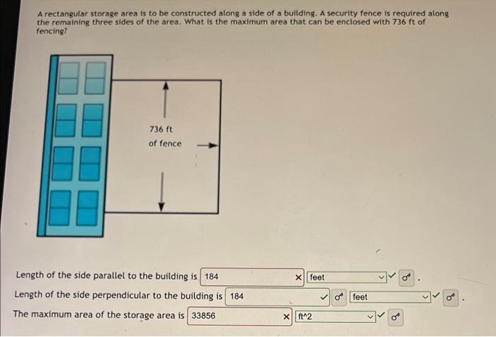 Solved A rectangular storage area is to be constructed along | Chegg.com