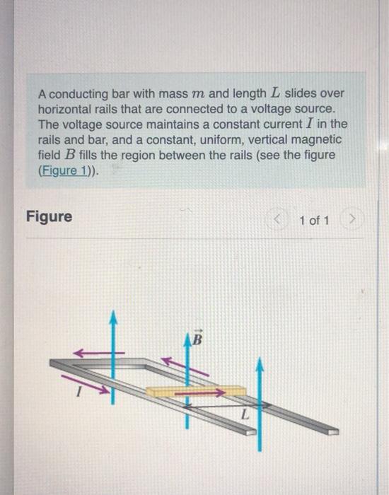 Solved A conducting bar with mass m and length L slides over | Chegg.com
