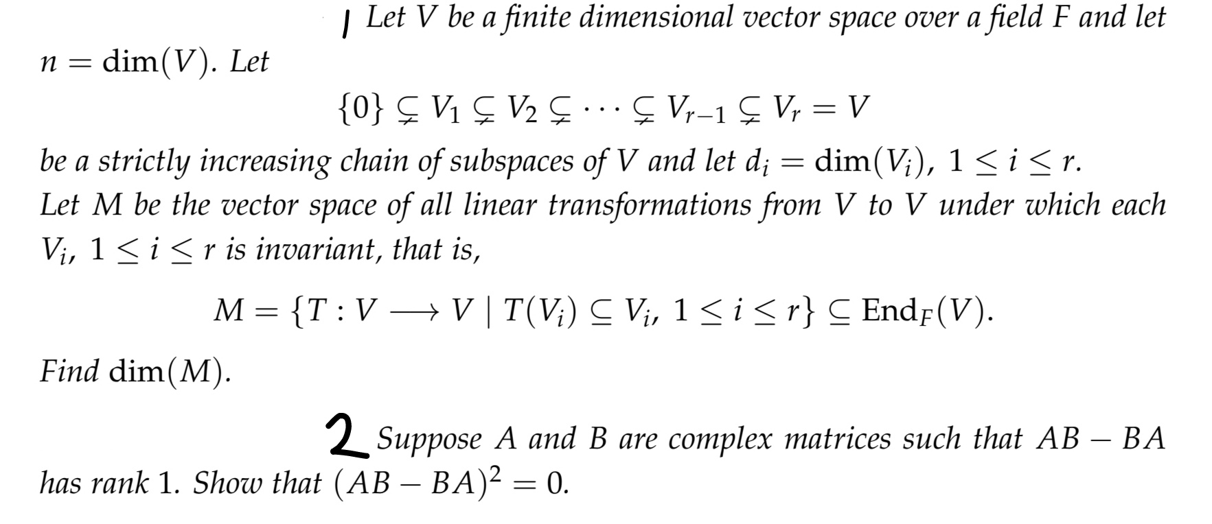 Solved Let V ﻿be a finite dimensional vector space over a | Chegg.com