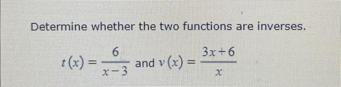 Solved Determine whether the two functions are inverses. | Chegg.com