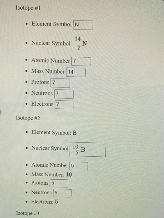 Solved Isotope #1 • Element Symbol N 14 • Nuclear Symbol: N | Chegg.com