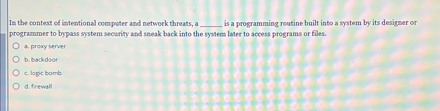 Solved In the context of intentional computer and network | Chegg.com