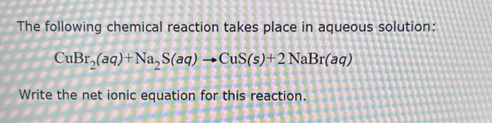Solved The following chemical reaction takes place in | Chegg.com