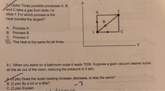 Solved (2pts) Three possible processes A, B, and C take a | Chegg.com