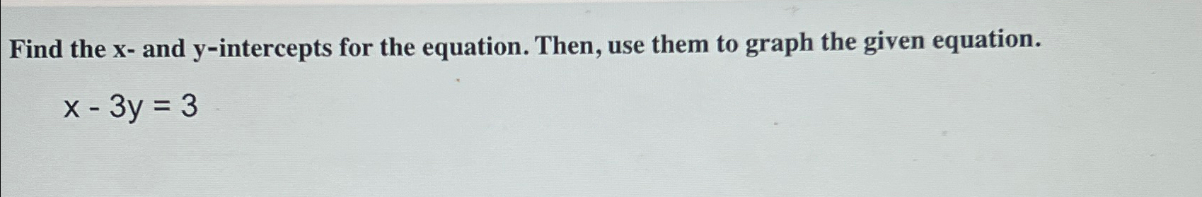 Solved Find the x - ﻿and y-intercepts for the equation. | Chegg.com