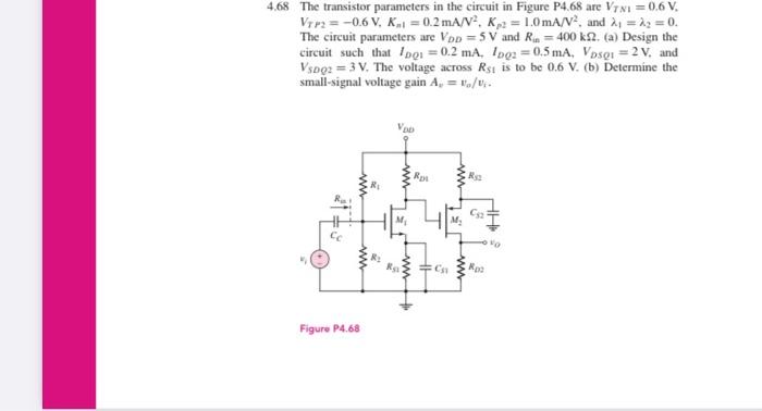 Solved 4.68 The transistor parameters in the circuit in | Chegg.com