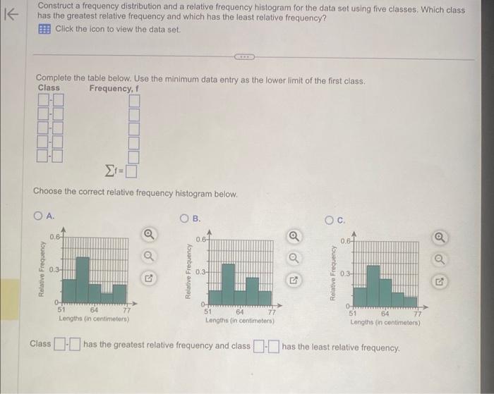 Solved Construct a frequency distribution and a relative | Chegg.com