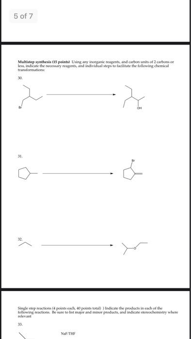 Solved 5 of 7 Multistep synthesis (15 points Using any | Chegg.com