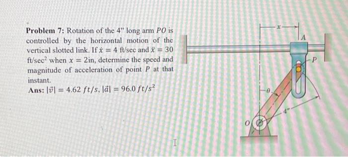 Solved Problem 7: Rotation of the 4" long arm PO is | Chegg.com