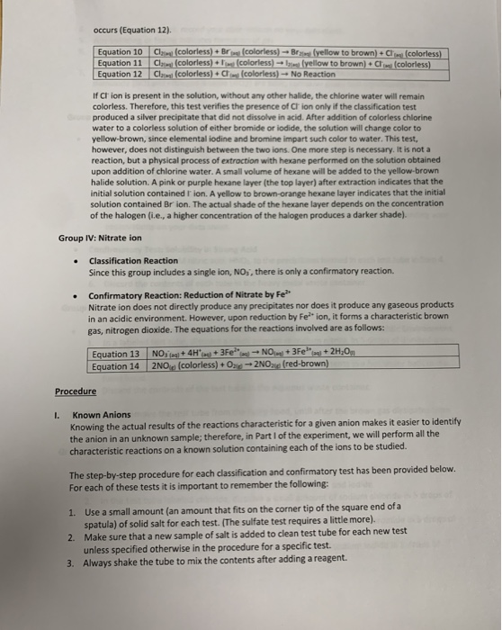 Solved Experiment 7: Qualitative Analysis - Anions Data | Chegg.com