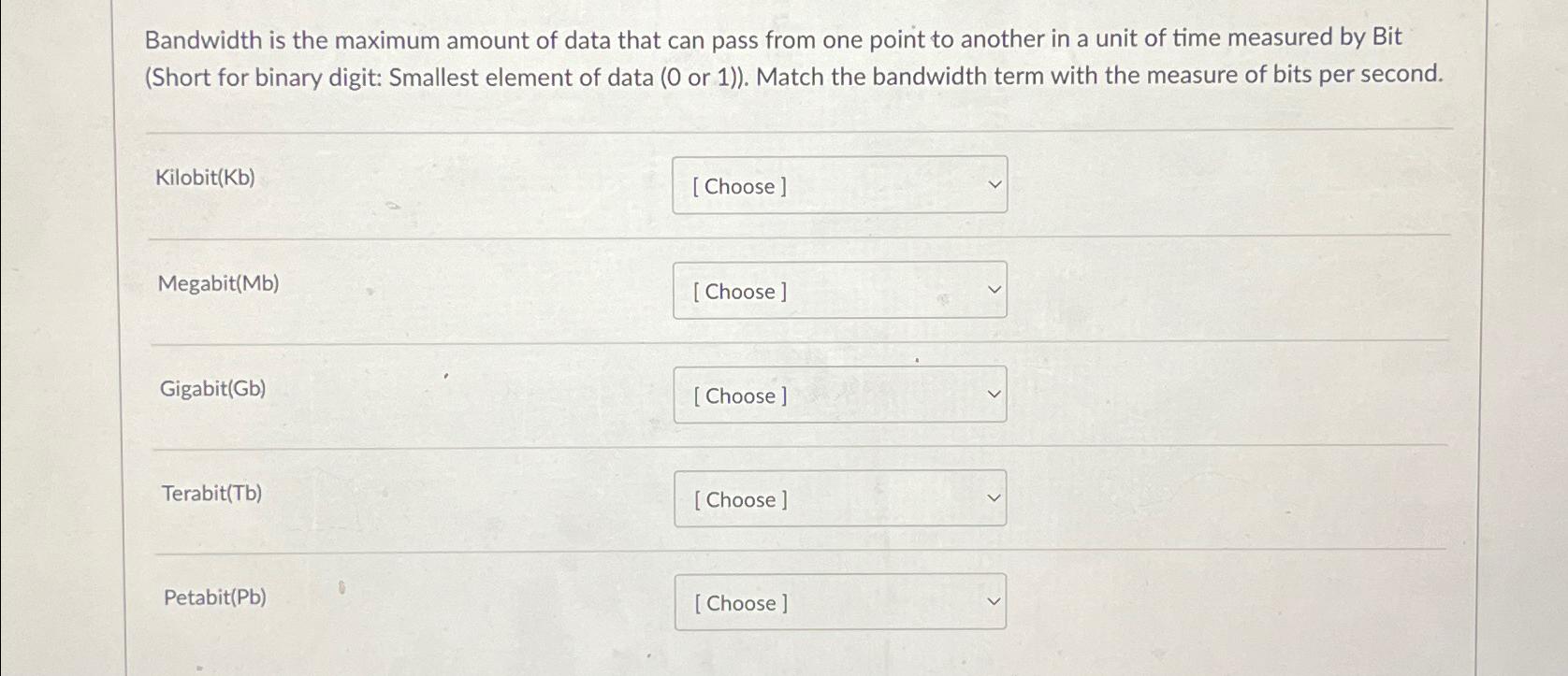 Solved Bandwidth is the maximum amount of data that can pass | Chegg.com