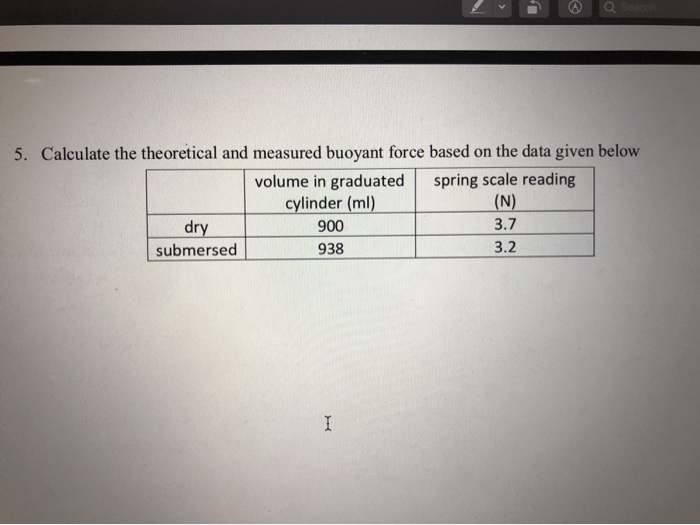 Solved 4. In a fluid statics experiment the water level read | Chegg.com