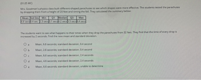 Solved (01.05 MC) Mrs. Goodman's physics class built | Chegg.com