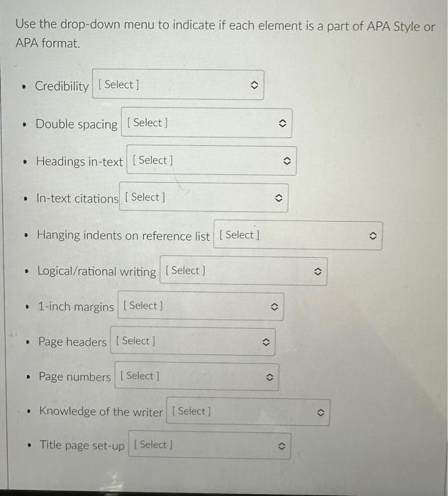 Solved Use the drop-down menu to indicate if each element is | Chegg.com