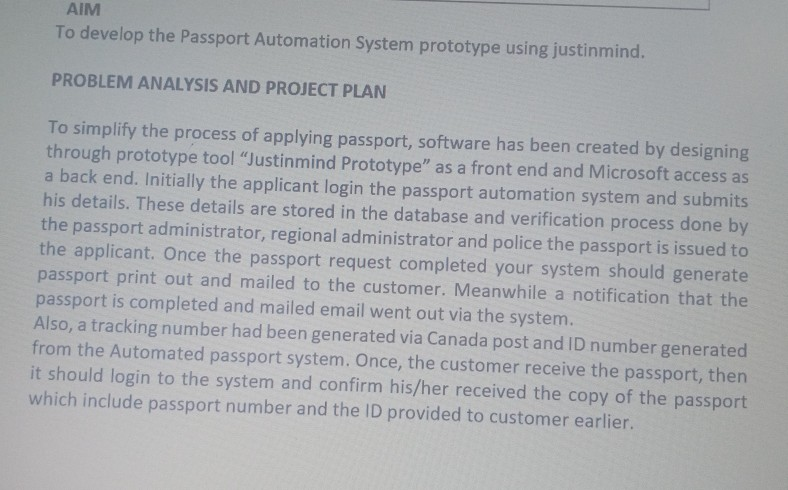 Solved AIM To develop the Passport Automation System | Chegg.com