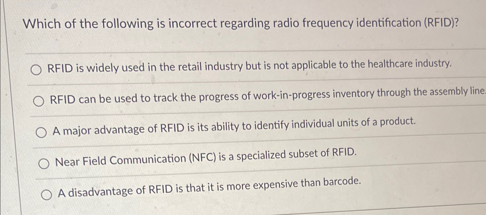 Solved Which of the following is incorrect regarding radio | Chegg.com