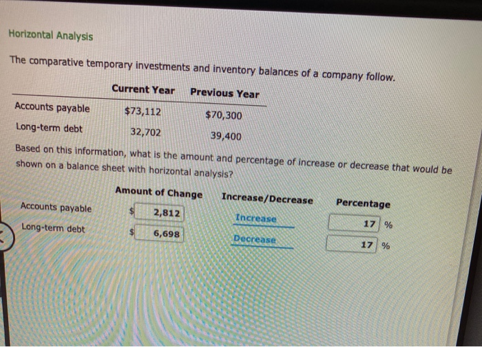 Solved Horizontal Analysis The comparative temporary | Chegg.com