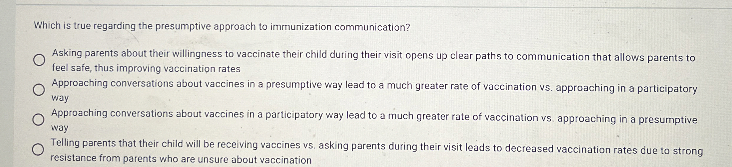 Solved Which is true regarding the presumptive approach to | Chegg.com