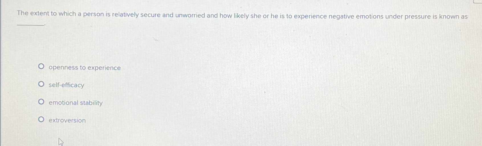 Solved The extent to which a person is relatively secure and | Chegg.com