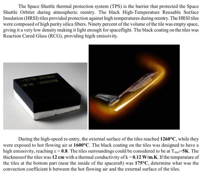 Solved The Space Shuttle thermal protection system (TPS) is | Chegg.com