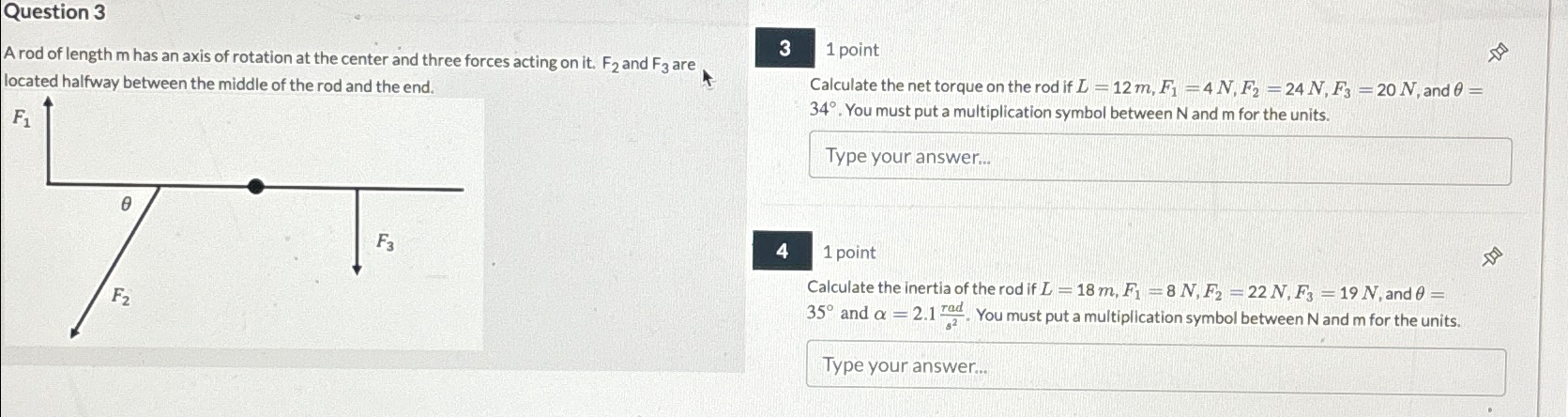 Solved Question 3A rod of length m ﻿has an axis of rotation | Chegg.com