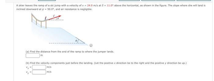 Solved skier leaves the ramp of a ski jump with a velocity | Chegg.com