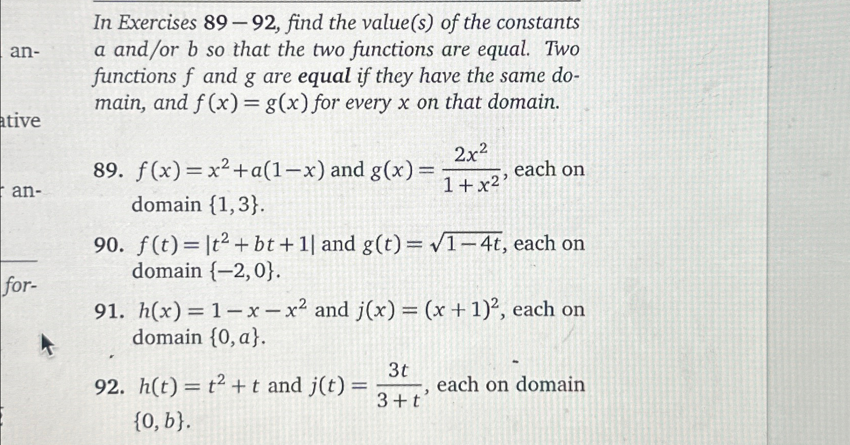 Solved In Exercises 89-92, ﻿find the value(s) ﻿of the | Chegg.com