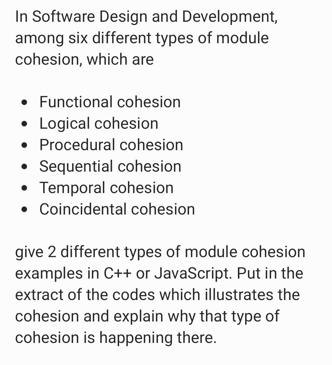 Solved In Software Design and Development, among six | Chegg.com