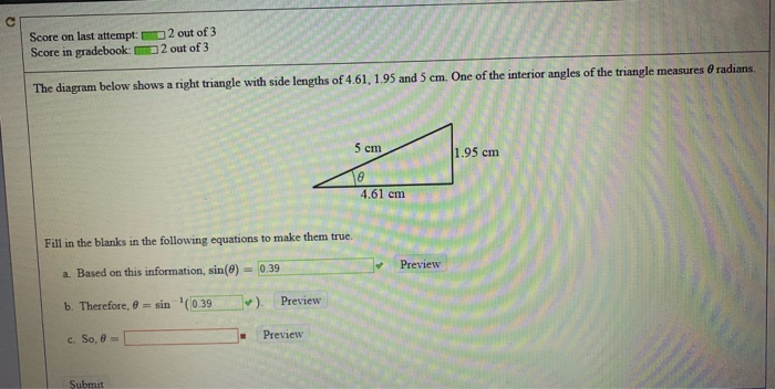 Solved Score on last attempt: Score in gradebook: 2 out of 3 | Chegg.com