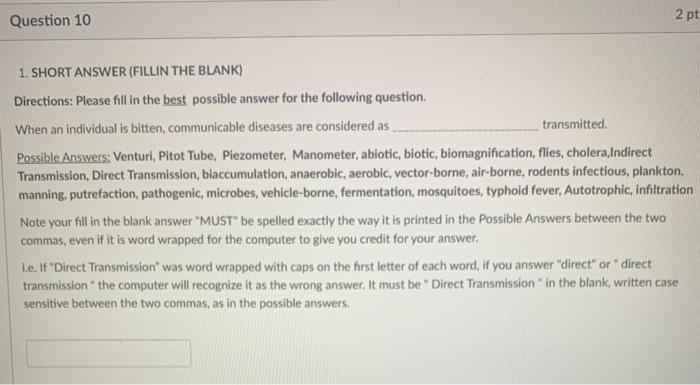 Solved SHORT ANSWERS Directions: Complete the following | Chegg.com