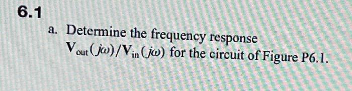 Solved a. Determine the frequency response Vout (jω)/Vin | Chegg.com