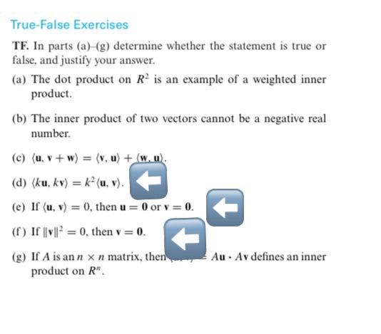 Solved TF. In parts (a)-(g) determine whether the statement | Chegg.com