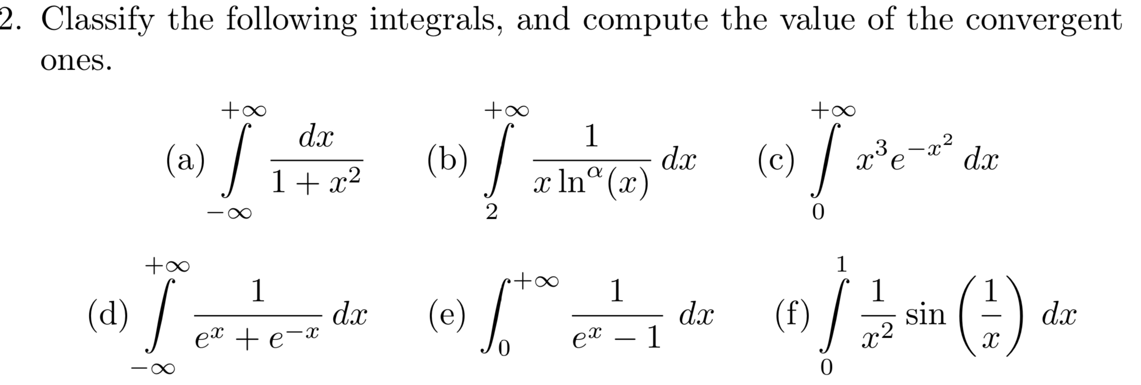 Classify the following integrals, and compute the | Chegg.com