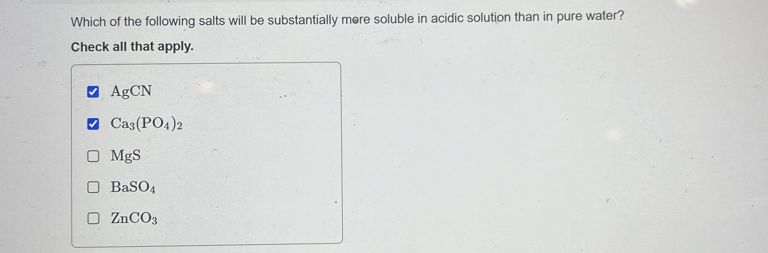 Solved Which of the following salts will be substantially | Chegg.com