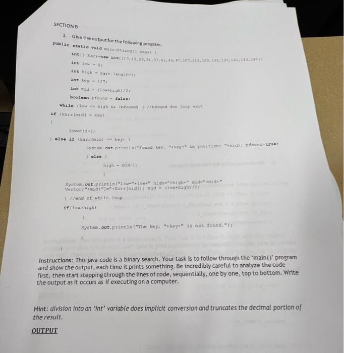 Solved 1. Give the output for the following program. pubile | Chegg.com