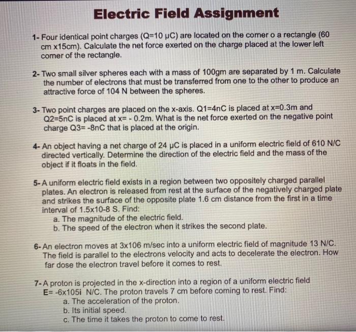 Solved Electric Field Assignment 1- Four identical point | Chegg.com