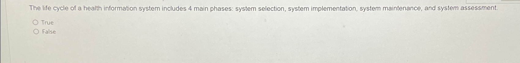 Solved The life cycle of a health information system | Chegg.com