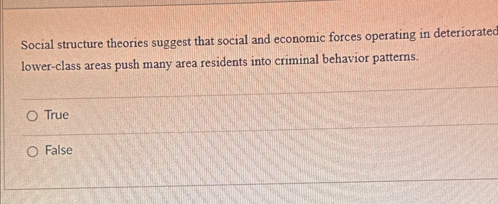 Solved Social structure theories suggest that social and | Chegg.com