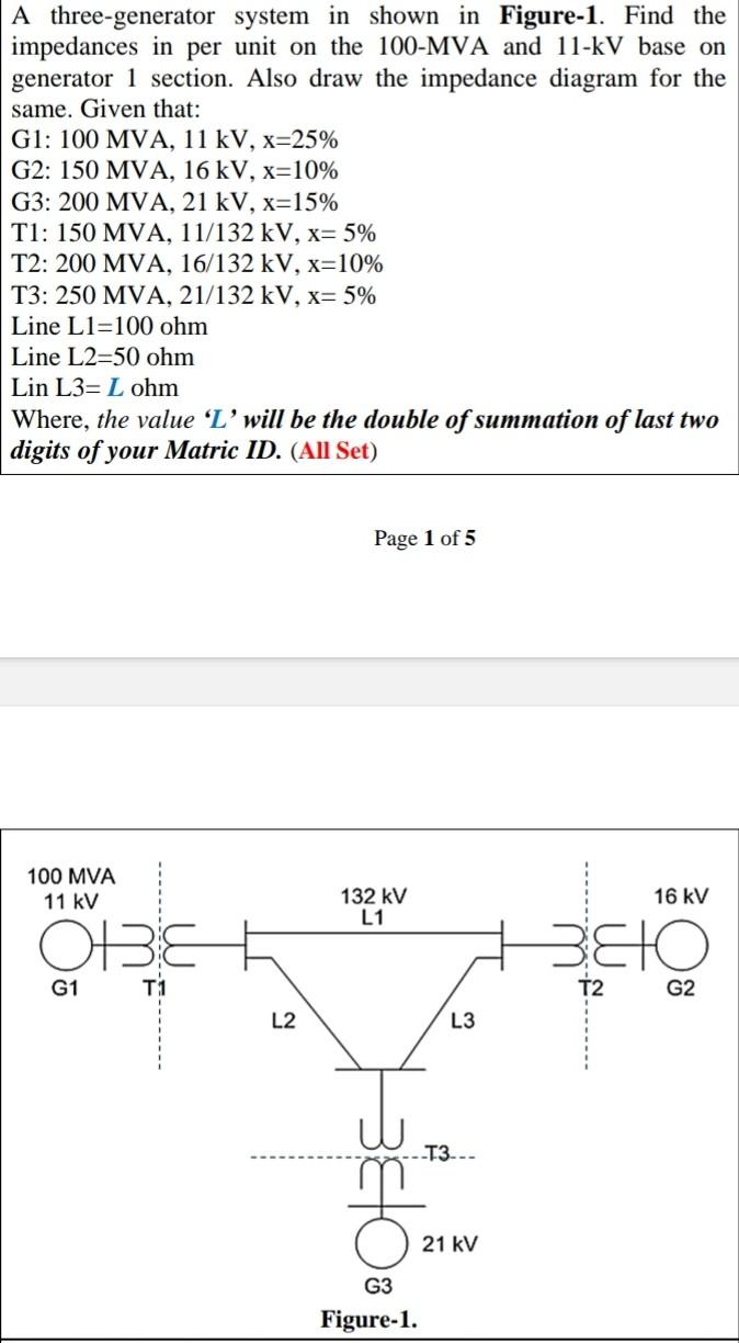 Solved A three-generator system in shown in Figure-1. Find | Chegg.com