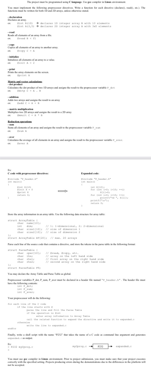 Solved The project mast be programmed using C language. Use | Chegg.com