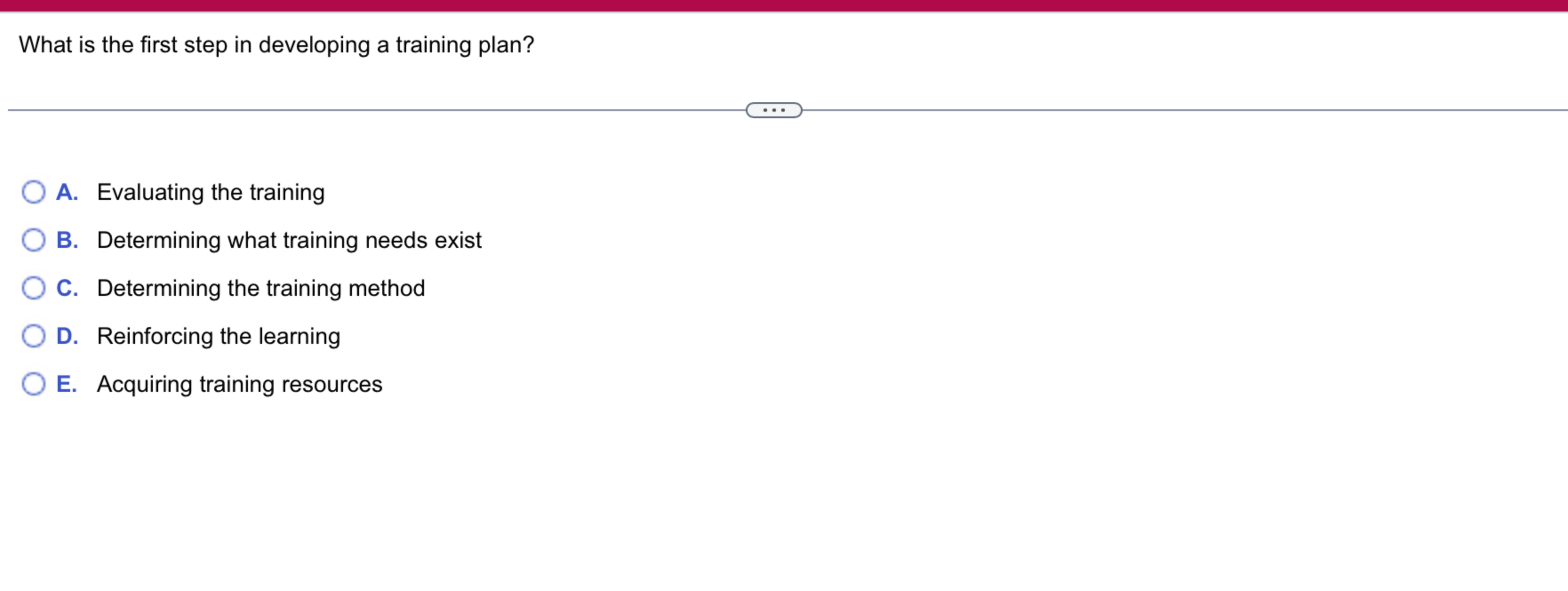 Solved What is the first step in developing a training | Chegg.com