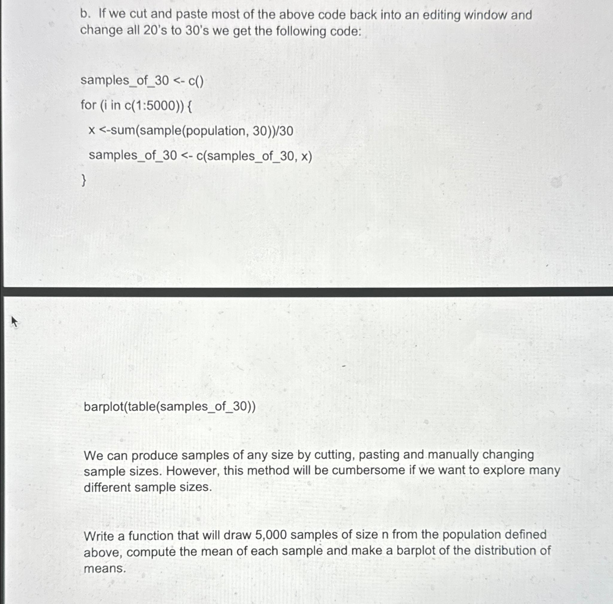 Solved b. ﻿If we cut and paste most of the above code back | Chegg.com