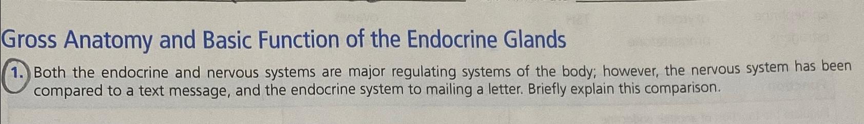 Solved Gross Anatomy and Basic Function of the Endocrine | Chegg.com