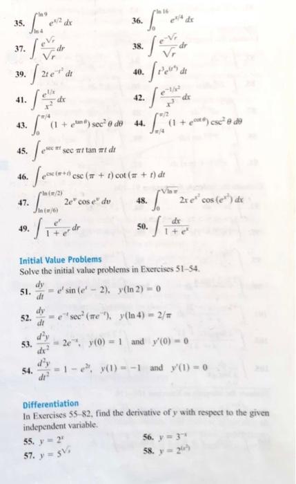Solved Finding Integrals Evaluate the integrals in Exercises | Chegg.com
